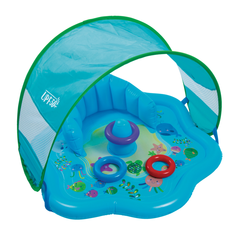 Swim School Inflatable Baby Splash Mat with Canopy, 28-in, Ages 6-18m ...