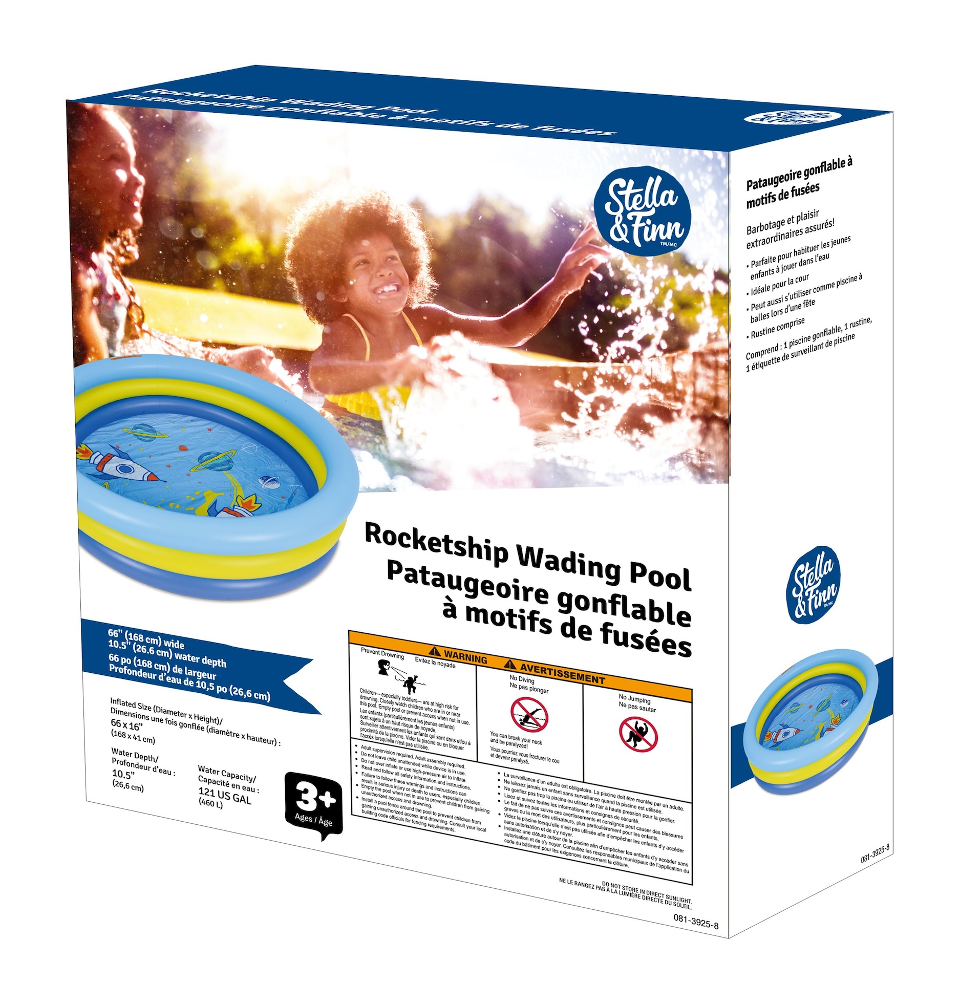 Sun Club Rocket Theme Round Inflatable Wading Pool, 66 x 16-in, All ...