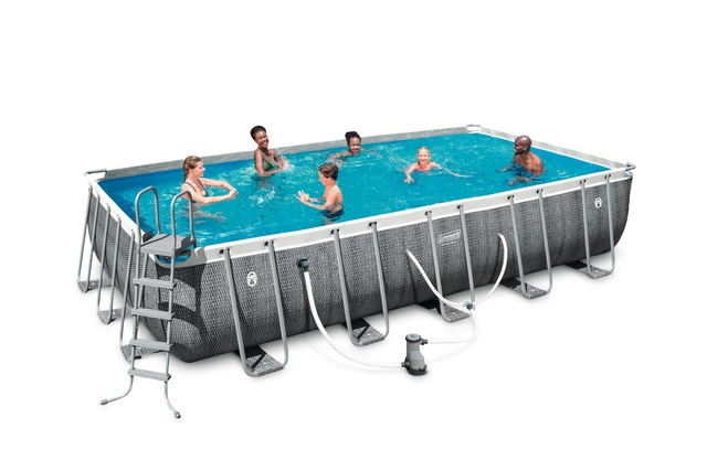 Coleman® Rectangular Steel Frame Swimming Pool with Ladder, 22-ft x 12 ...