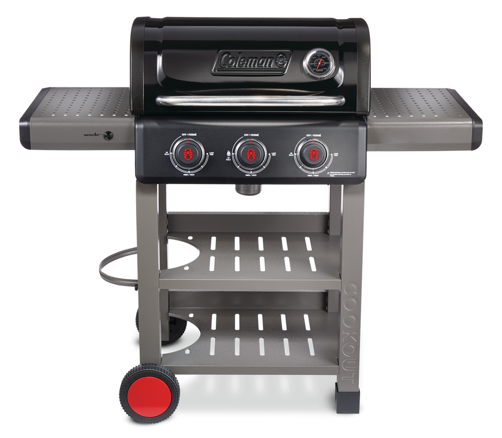 Coleman Cookout 3-Burner Propane Gas BBQ Grill with Side & Storage ...