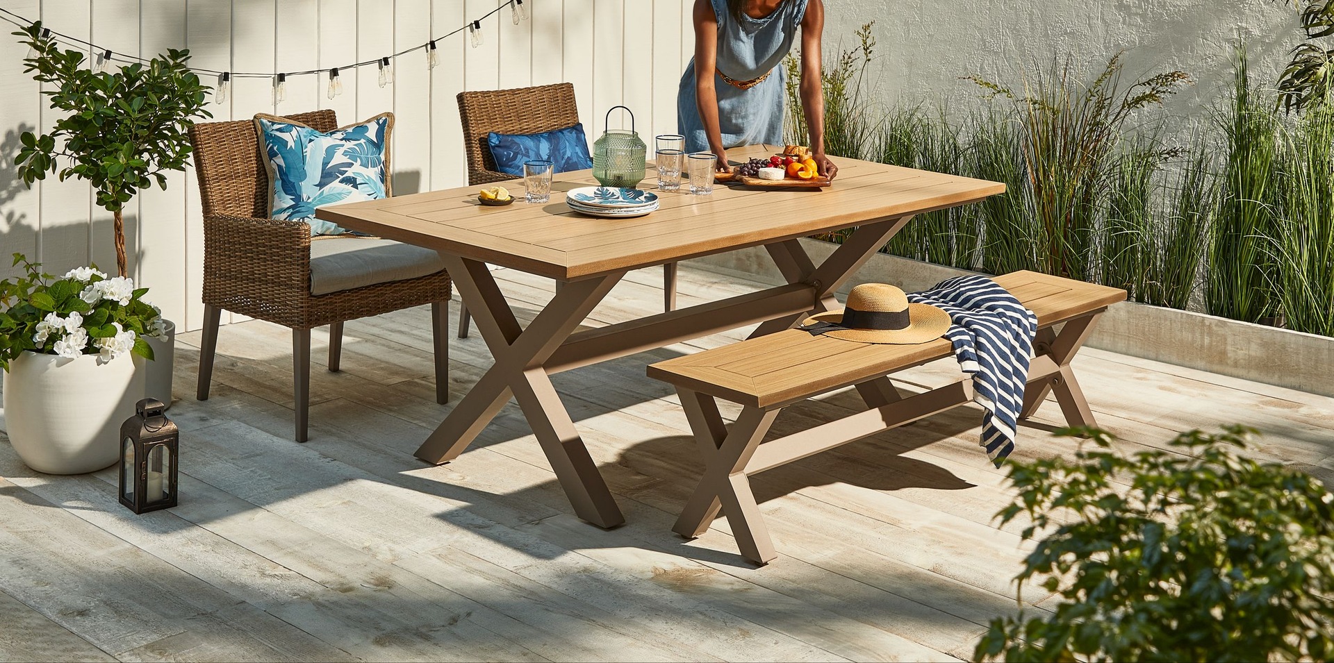 CANVAS Belwood Rust Proof Aluminum Outdoor Patio Dining Bench Canadian Tire