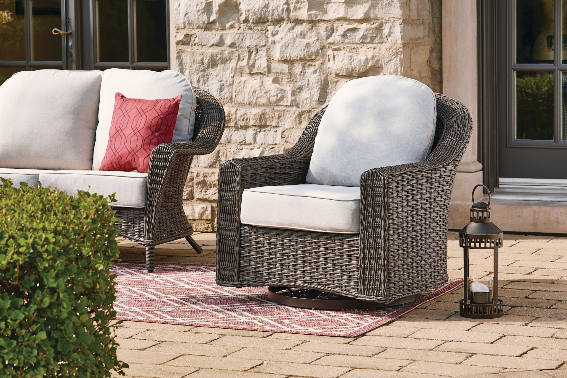 CANVAS Summerhill Outdoor Patio Swivel Glider Motion Armchair w UV Resistant Cushions Canadian Tire