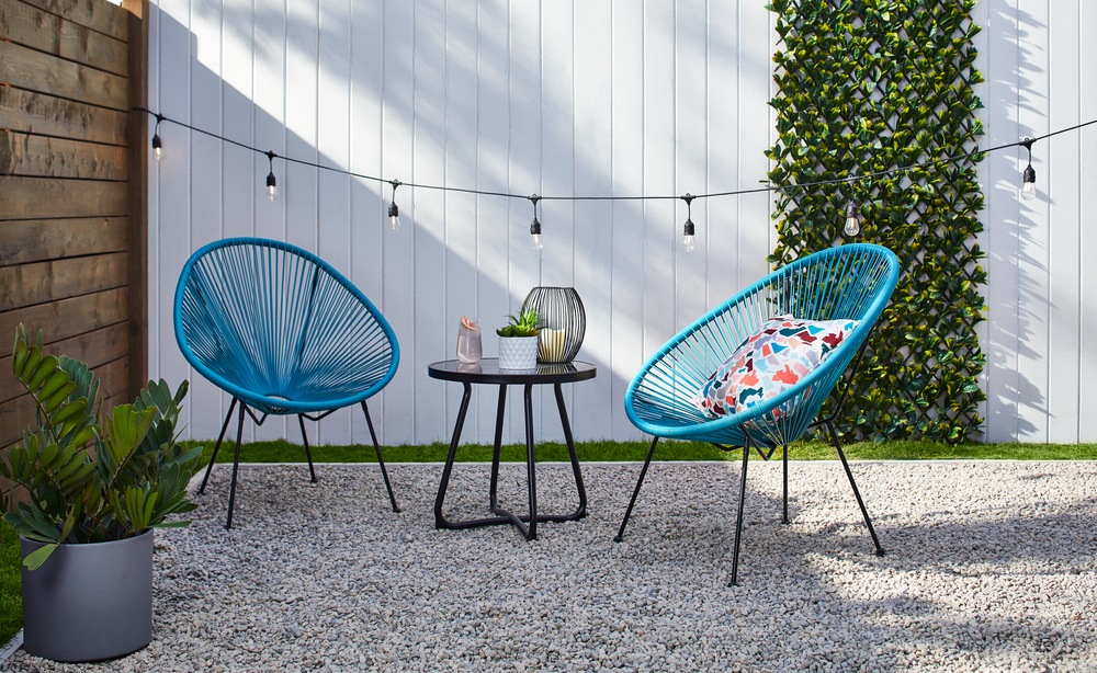 CANVAS Acapulco Wicker & Steel Outdoor Patio Chat Set w/ Glass Top, 3 ...