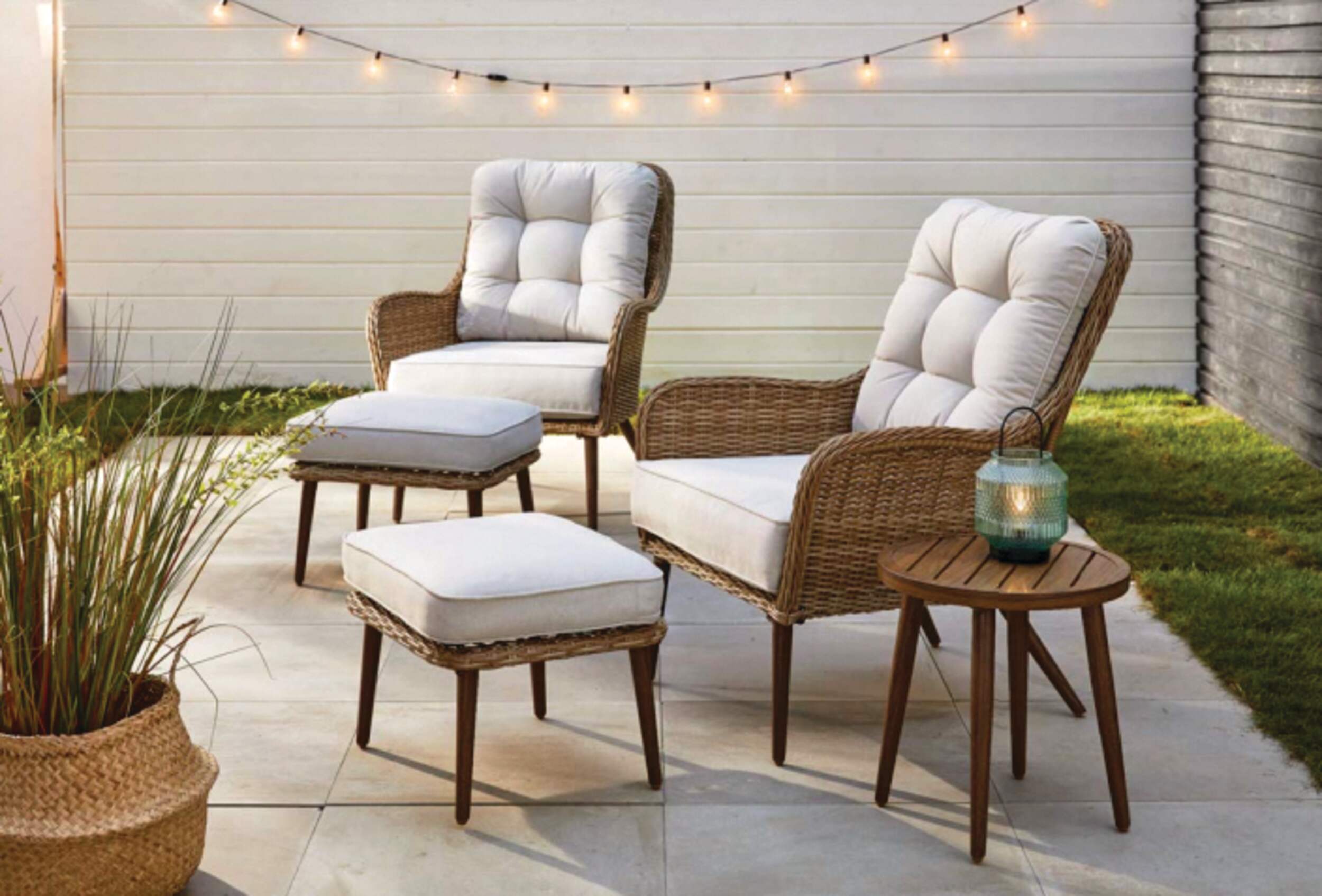 CANVAS Pelly All-Weather Steel & Wicker Outdoor/Patio/Balcony Chat Set ...