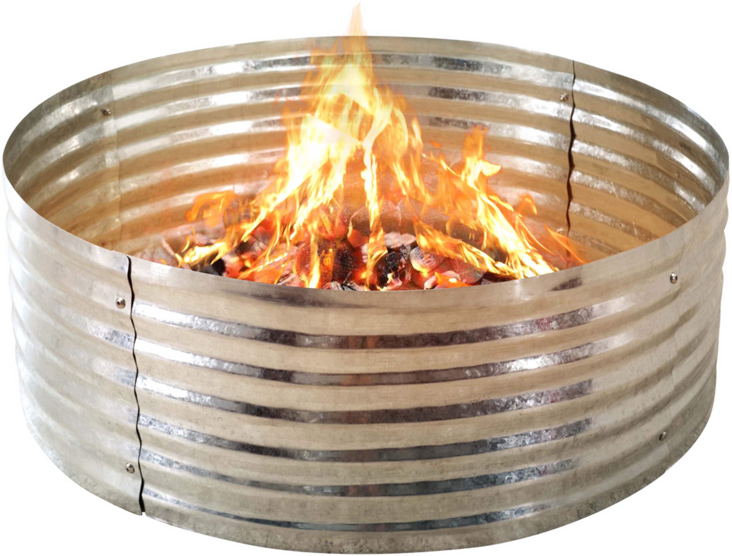 For Living Galvanized Outdoor Wood Burning Fire Pit Ring, 36 x 13-in ...