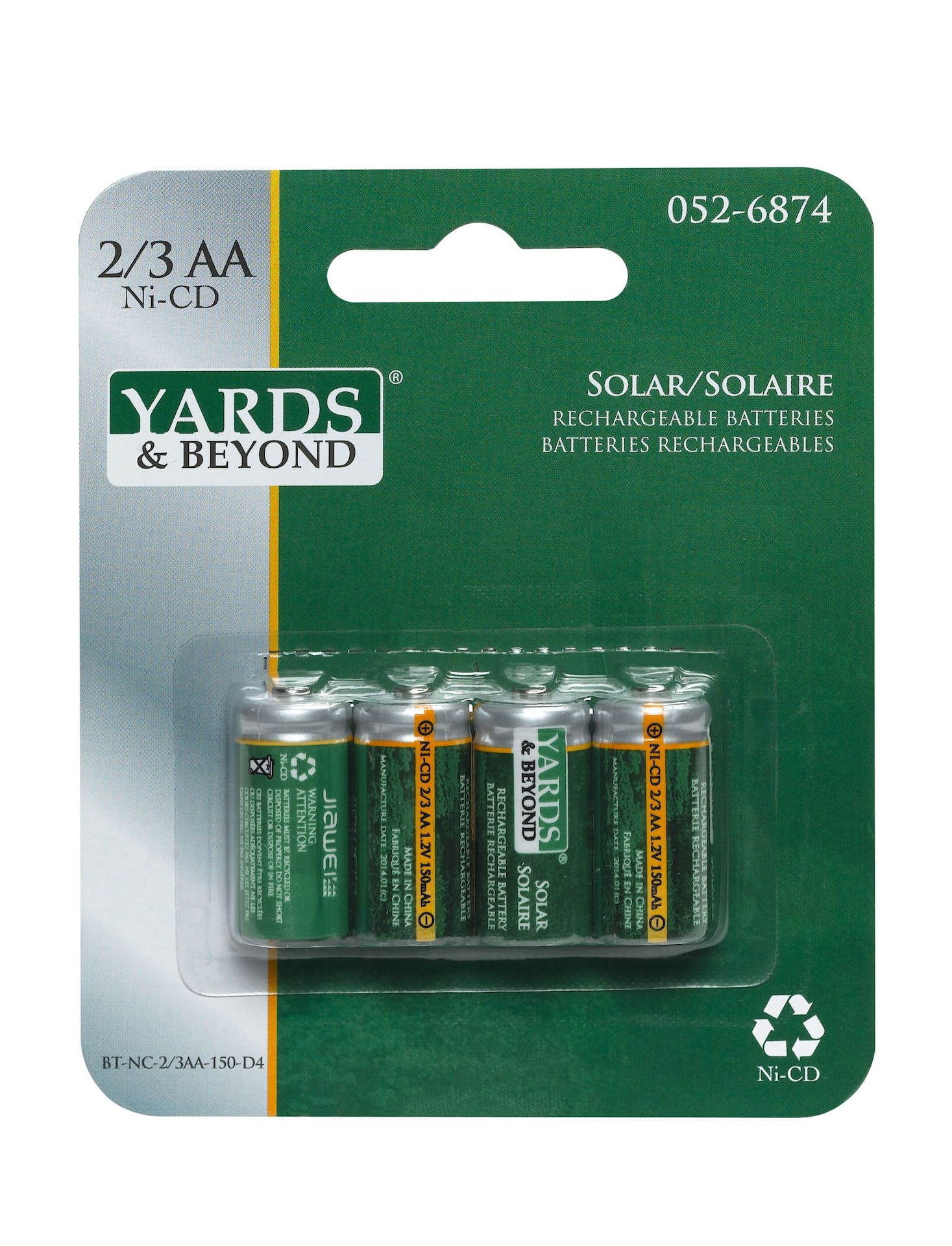 NOMA 150 mAh Rechargeable Solar Batteries 4 pk Canadian Tire