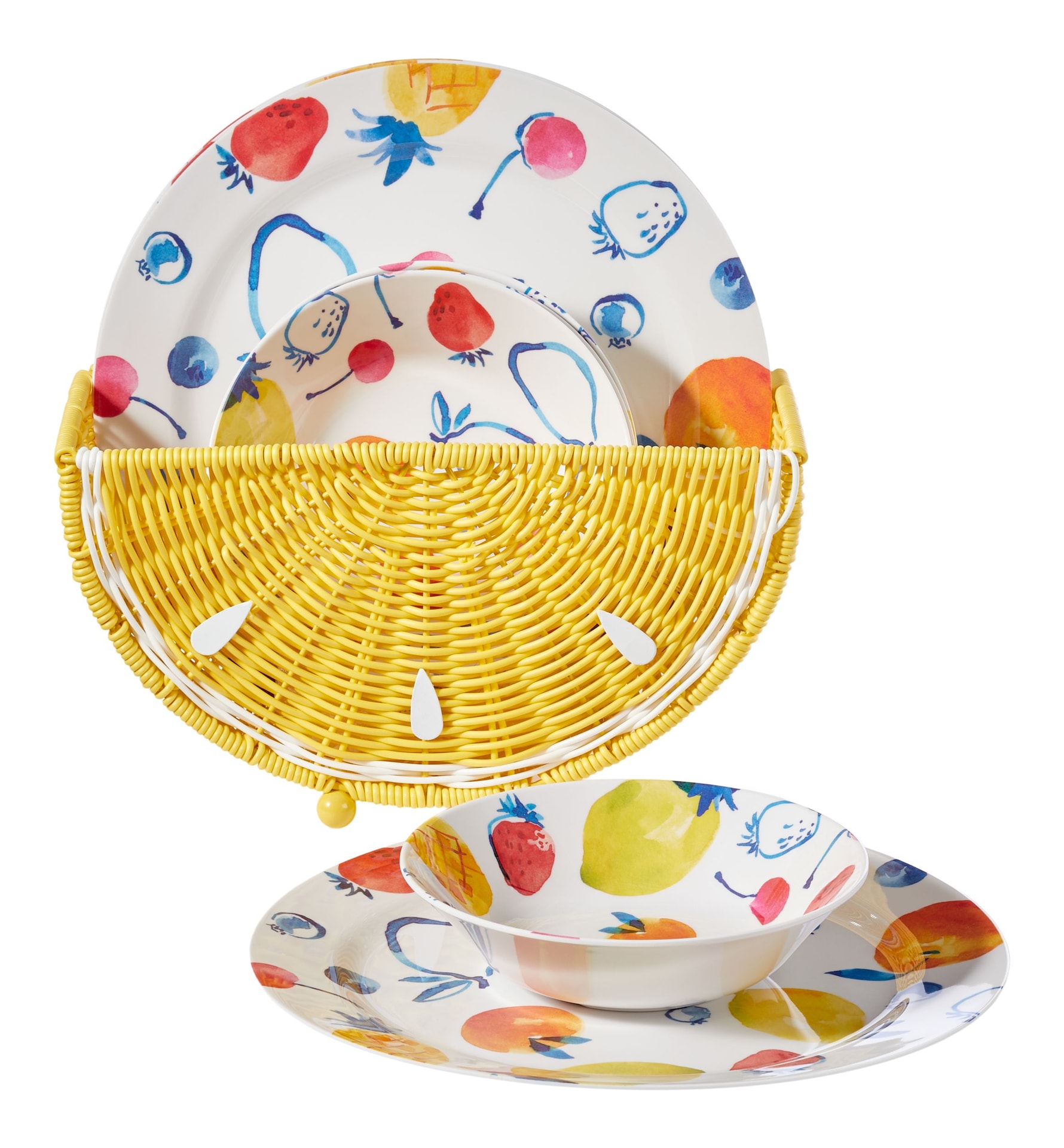 For Living Summer Fruit Dinnerware Set with Basket, 9-pc | Canadian Tire