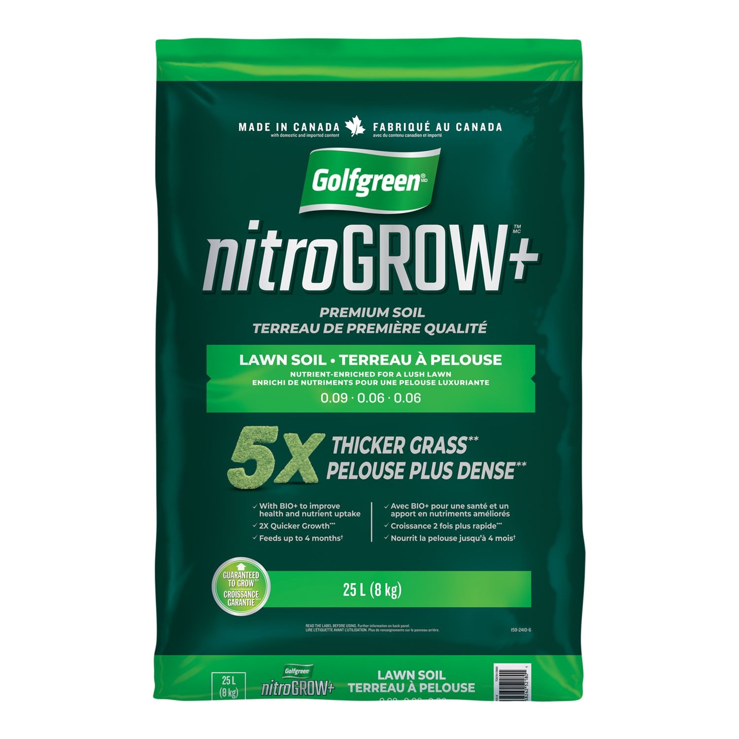 Golfgreen Nitrogrow+ Premium Lawn Soil, 5X Thicker, 25-L | Canadian Tire