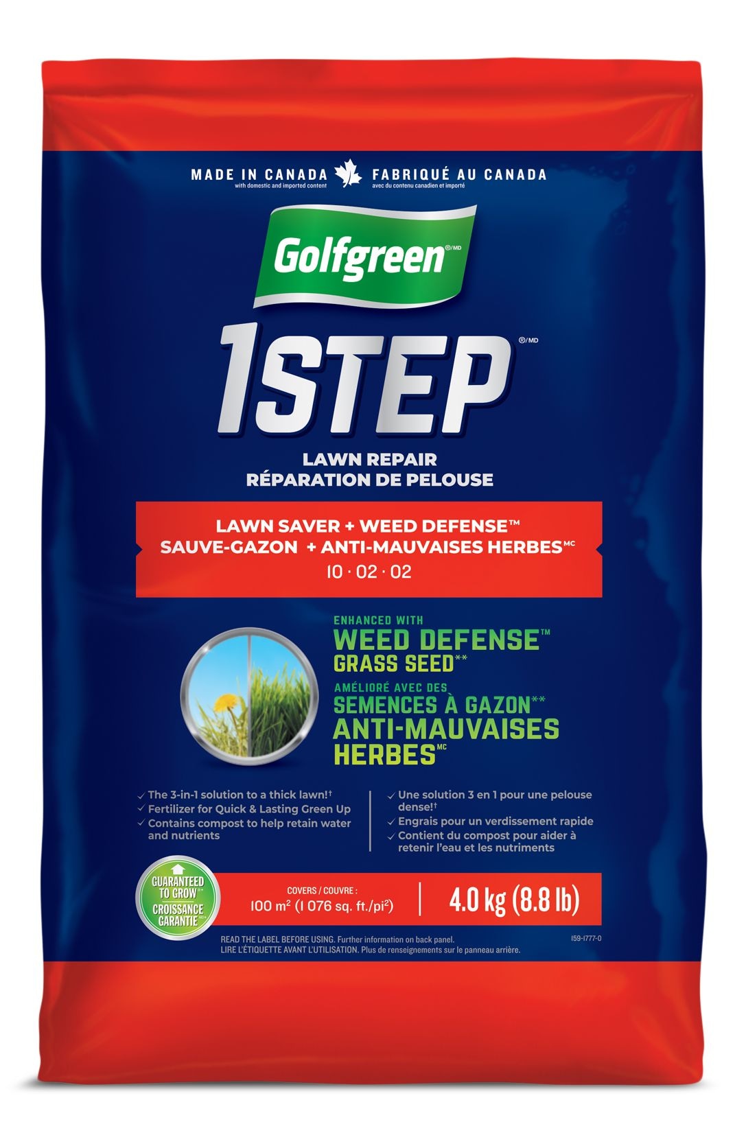 Golfgreen 1-Step Lawn Saver + Weed Defense 10-02-02 Grass Seed, 4-kg ...