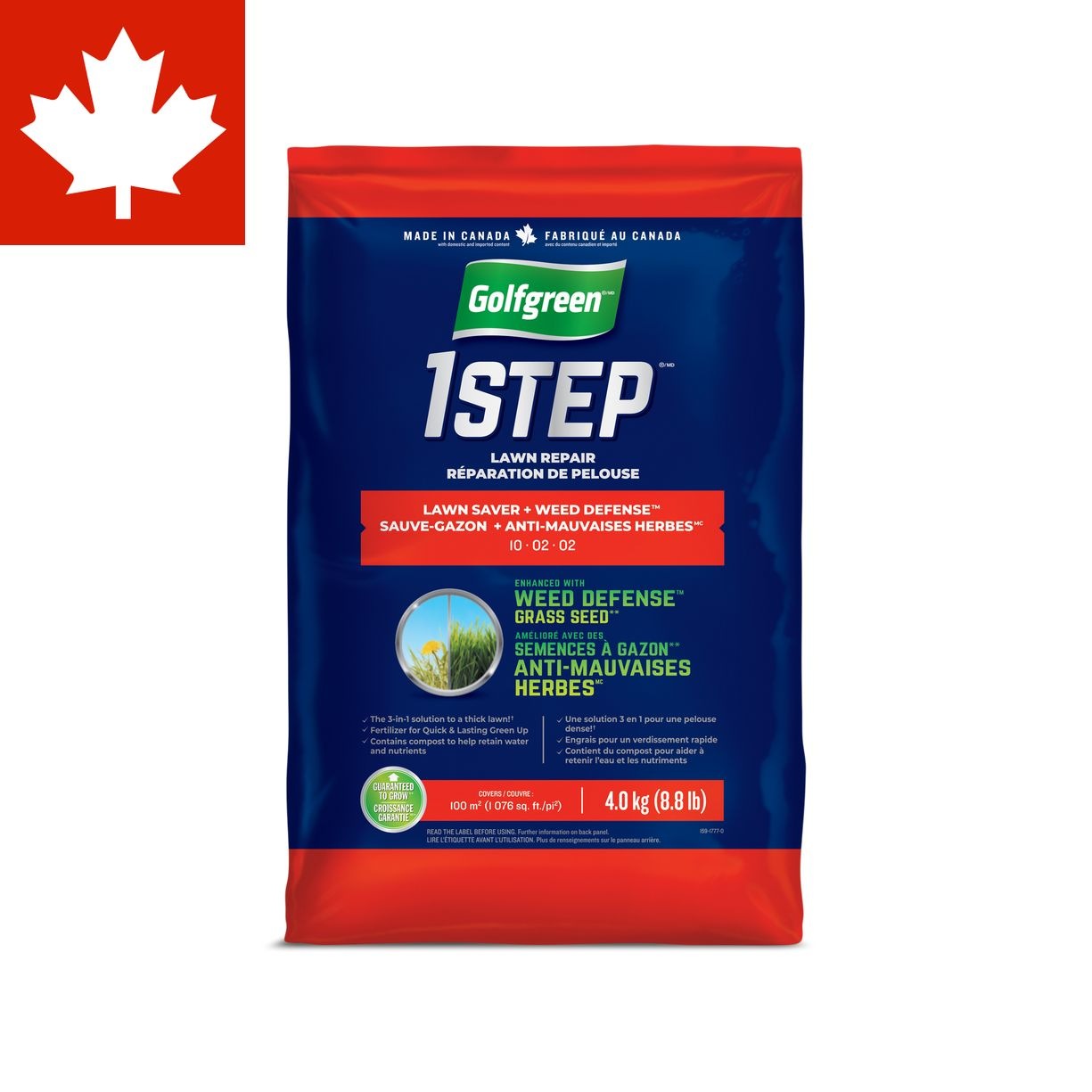 Golfgreen 1-Step Lawn Saver + Weed Defense 10-02-02 Grass Seed, 4-kg ...