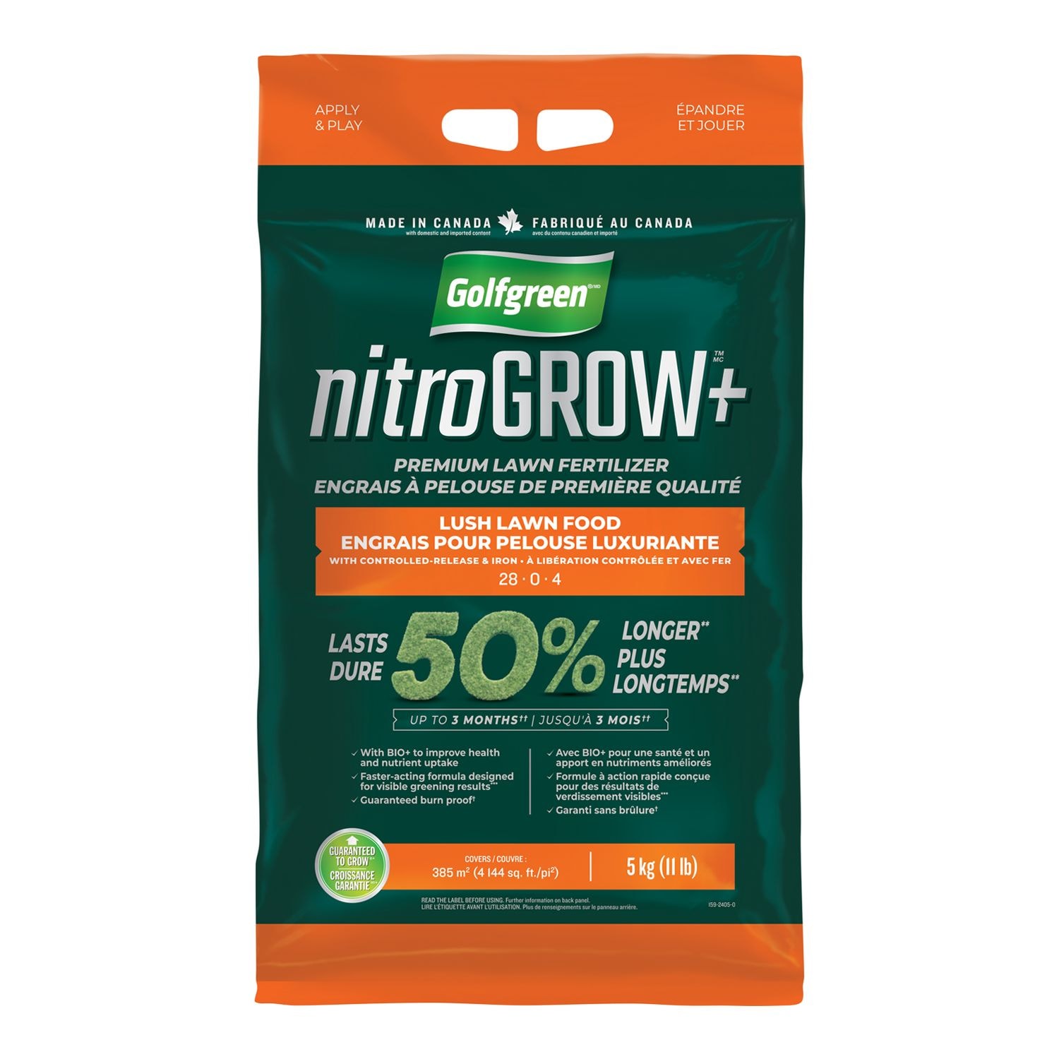 Golfgreen Nitrogrow+ Premium Nitrogen Enriched Lush Lawn Fertilizer, 28 ...