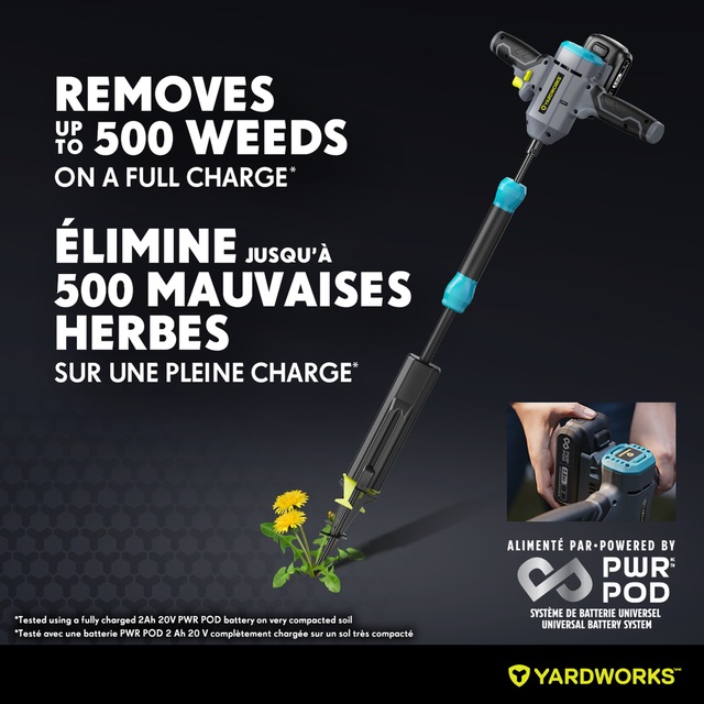 Yardworks 20V Cordless Battery-Powered Weeder, with PWR POD 2.0Ah ...