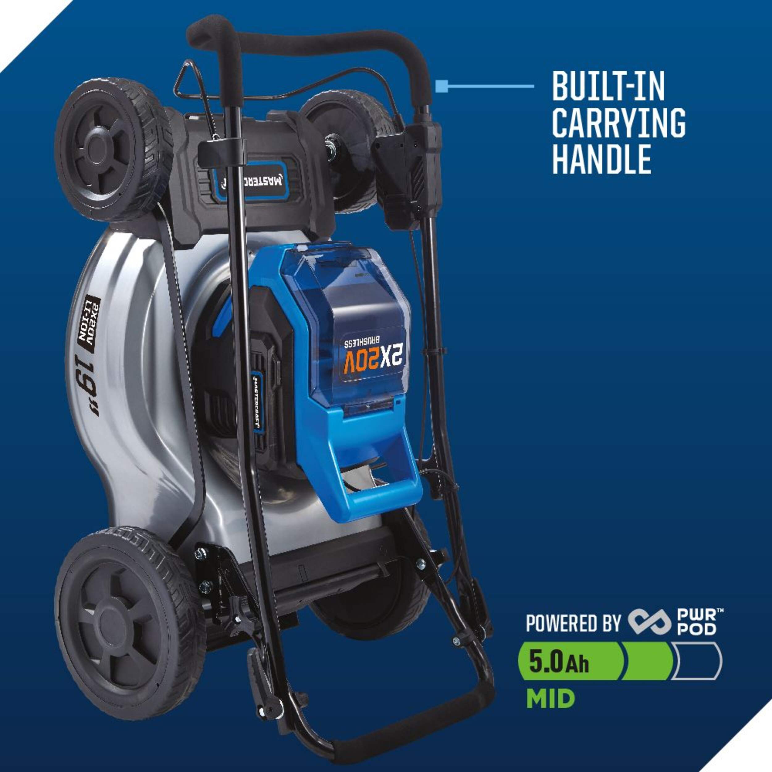 Mastercraft 2x20V Self Propelled Lawn Mower with PWR POD 5.0 Ah ...