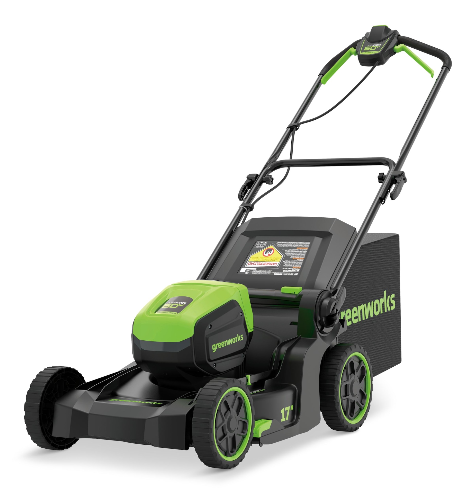 Greenworks 60V 17-in Push Lawn Mower with 4.0 Ah Battery & 3A Charger ...
