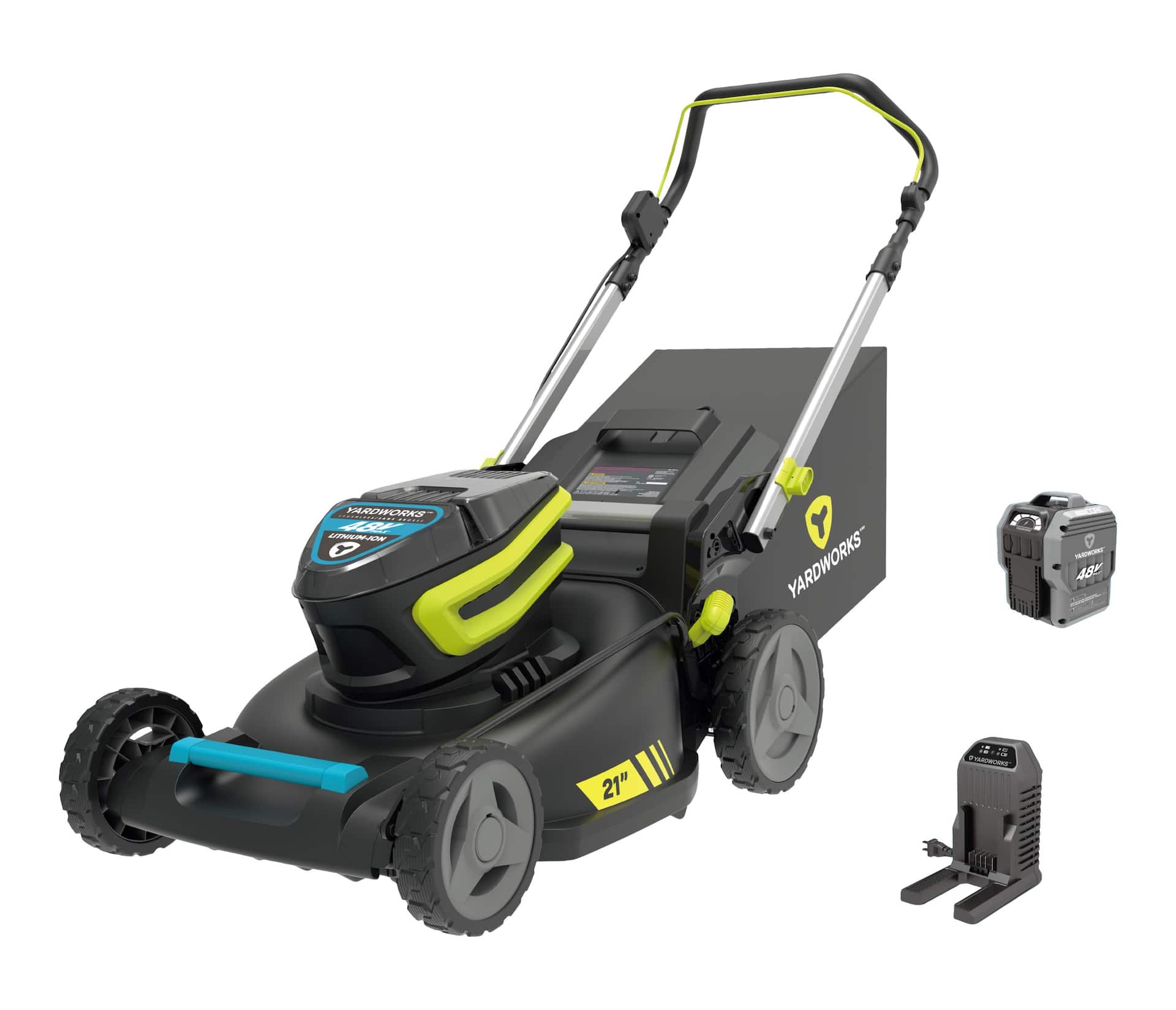 Yardworks 48V 3 in 1 Brushless Push Lawn Mower 21 in with 6Ah Battery Charger Canadian Tire
