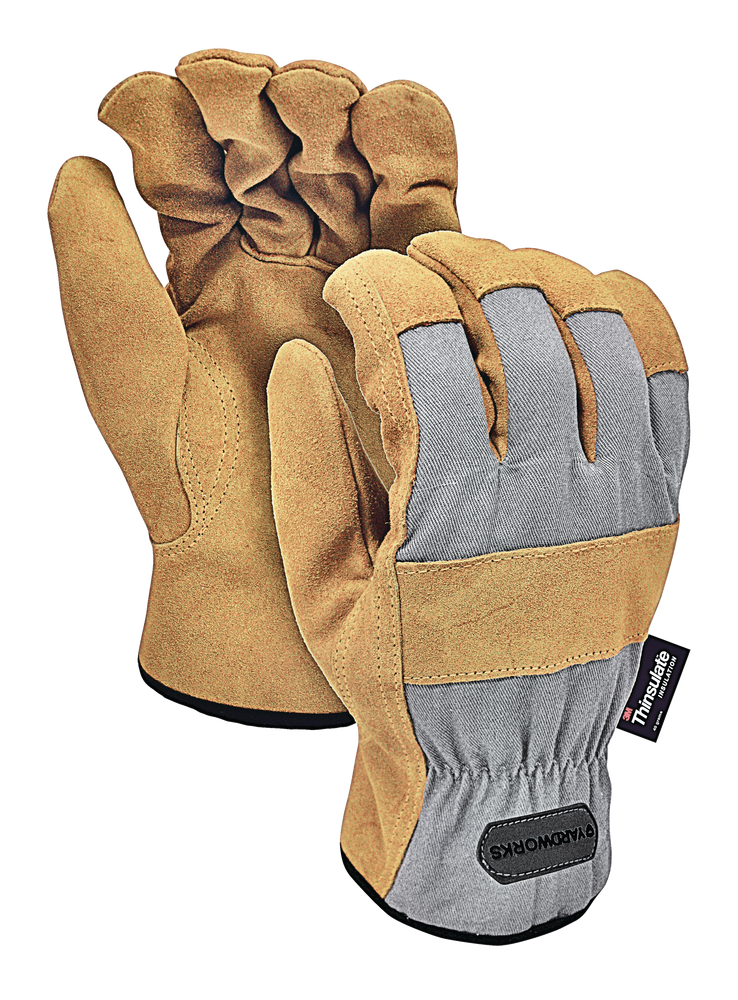 Gants de jardinage unisexes doublés en suède Yardworks, grand, doré ...