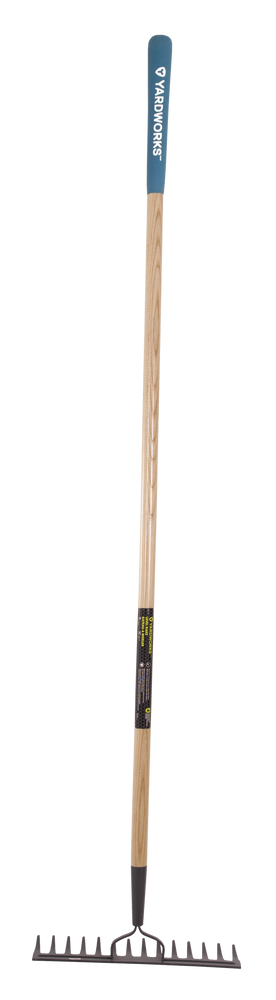 Yardworks 14-in Wide Metal 14-Tine Head Rake, 48-in Hardwood Shaft ...
