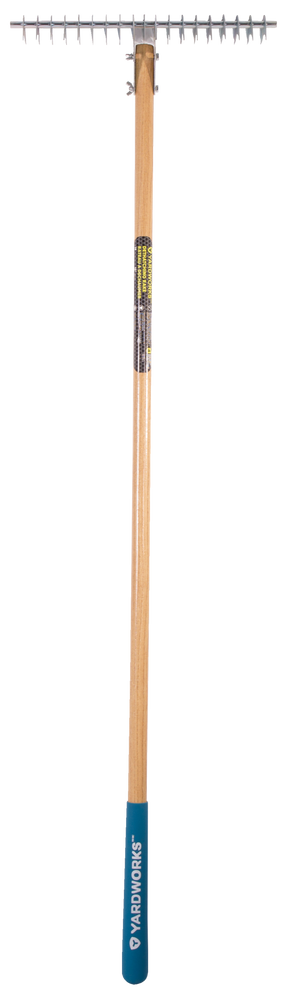 Yardworks 15-in Wide Metal 19-Tine Thatch Rake, 54-in Ash Wood Shaft ...