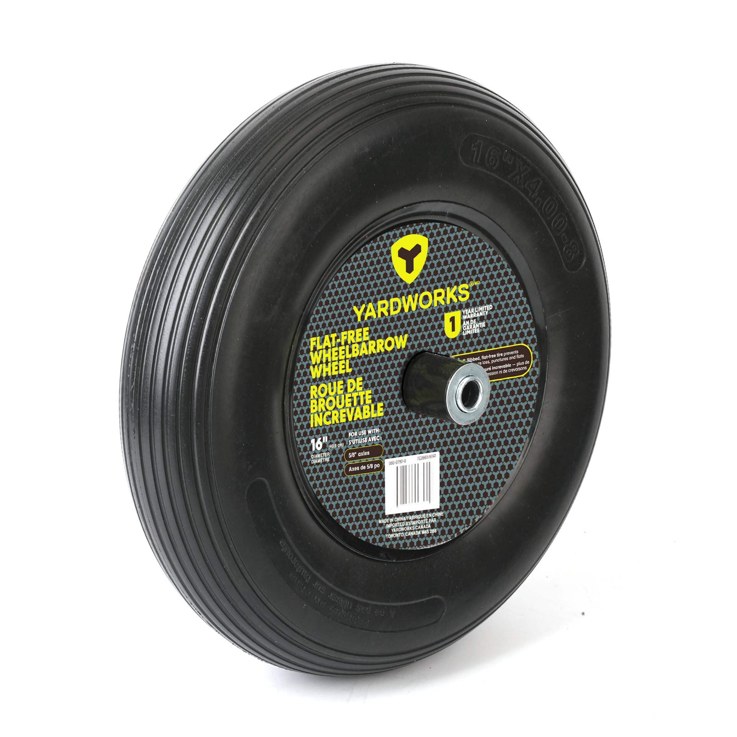 Yardworks 16-in Flat-Free Ribbed Wheelbarrow Replacement Wheel/Tire ...