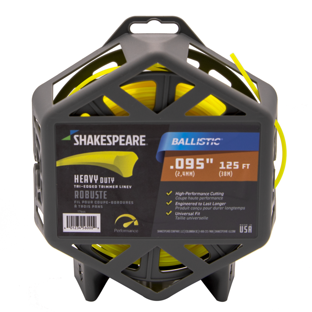 Shakespeare Ballistic Heavy Duty Tri-Edged Trimmer Line, .095-in x 125 ...