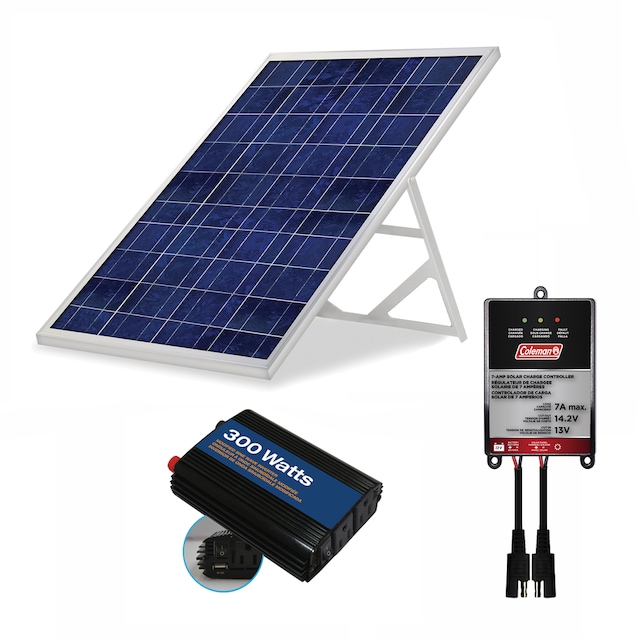 Coleman 100W Off-Grid Solar Panel Kit with Stand & 7A Charge Controller ...