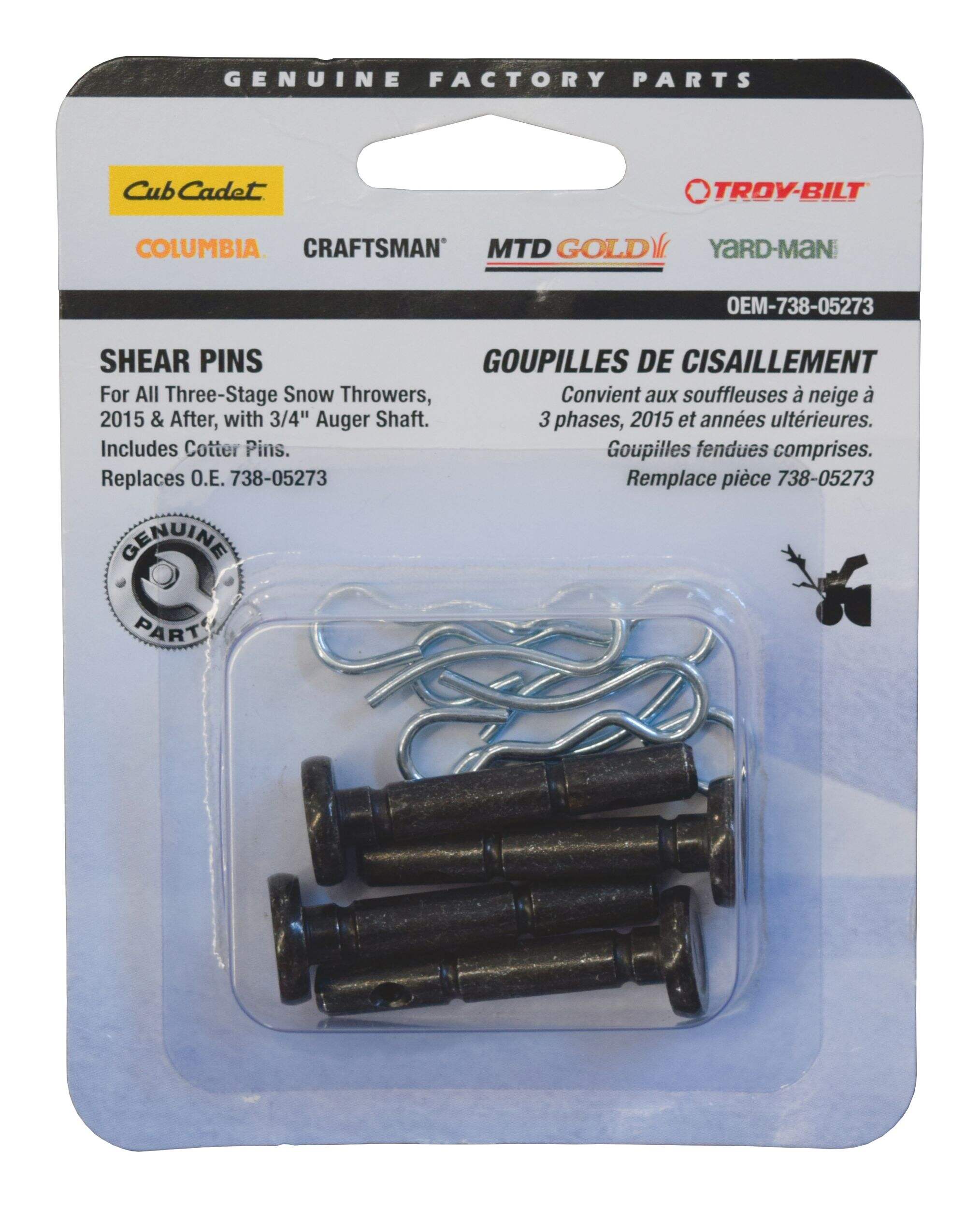 Atlas Snowblower Replacement Shear Pins 4 Pk Inc Cotter Pins