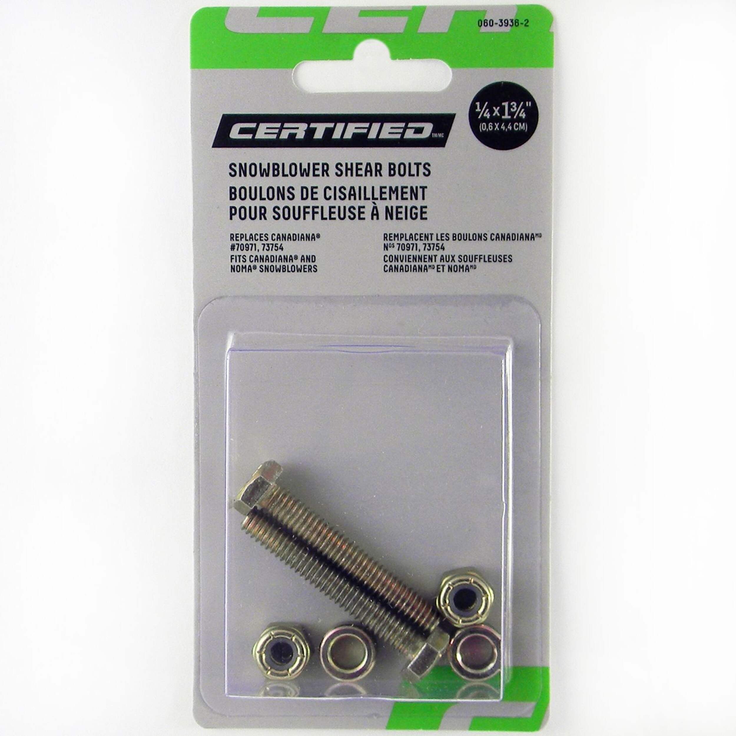 Certified Snowblower Replacement Shear Bolt 2 Pk 1 4 X 1 75