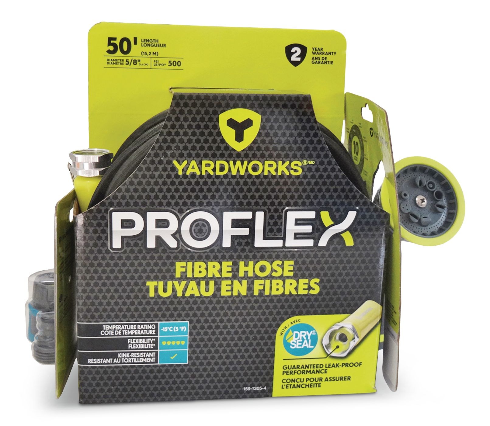 Yardworks ProFlex Fibre Jacket with Hose Nozzle Combo, Leakproof, 50-ft ...