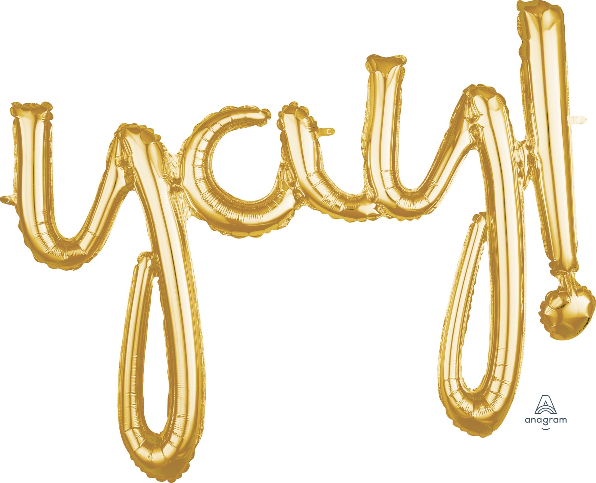"Yay" Cursive Letters Satin Foil Balloon, Assorted Colours, 35x25-in ...