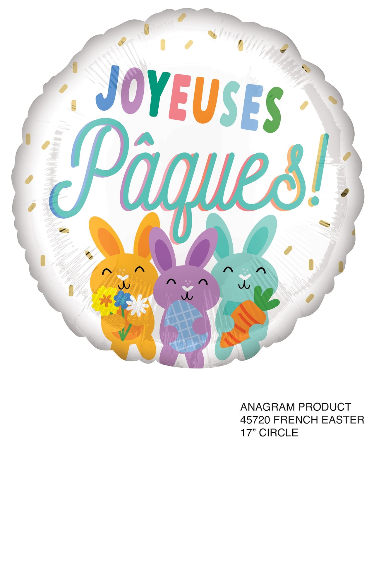 Ballon en aluminium lapins mignons Joyeuses Pâques, 18 po | Party City