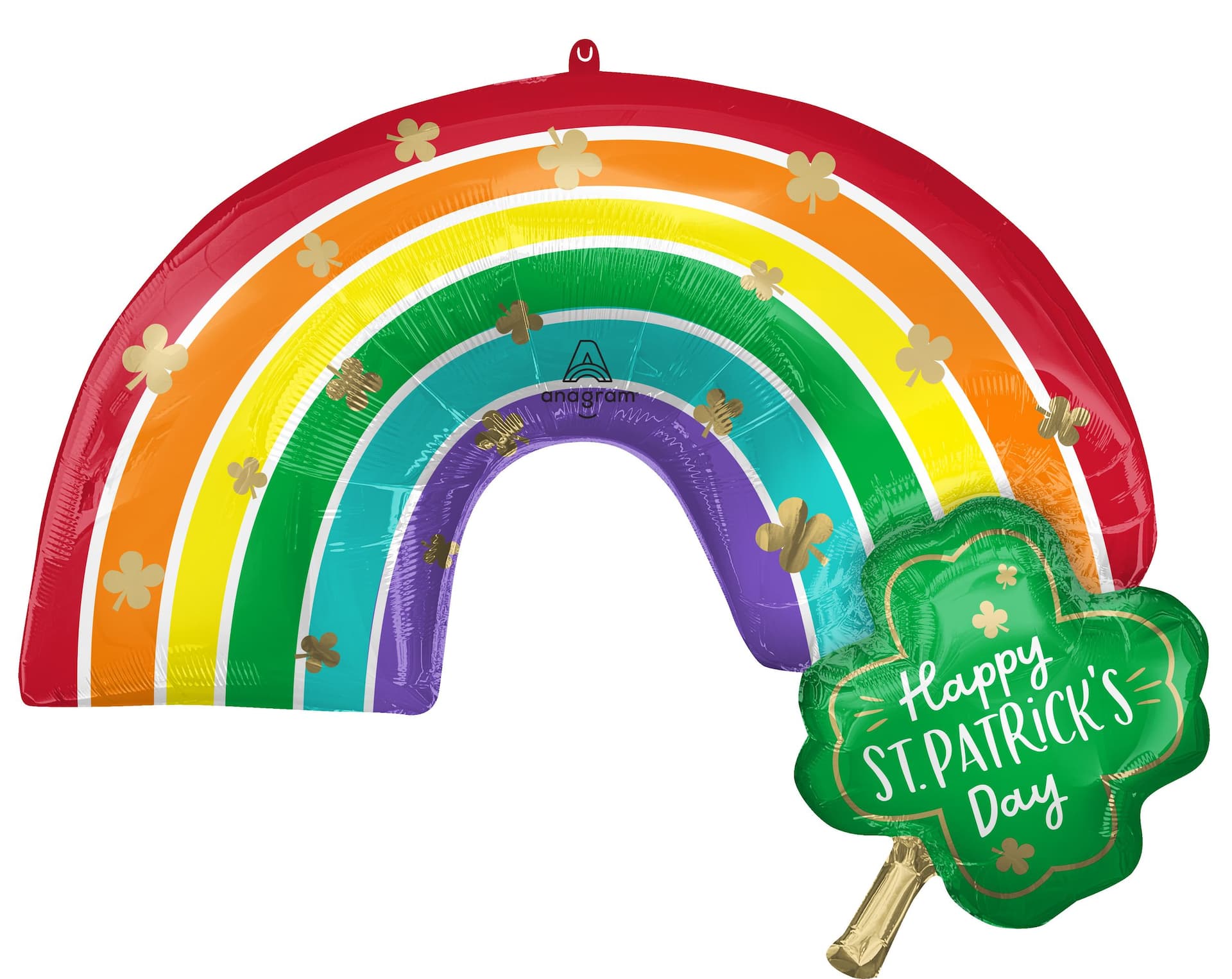 Ballon En Aluminium Satiné Arc En Ciel Et Trèfle à Quatre Feuilles