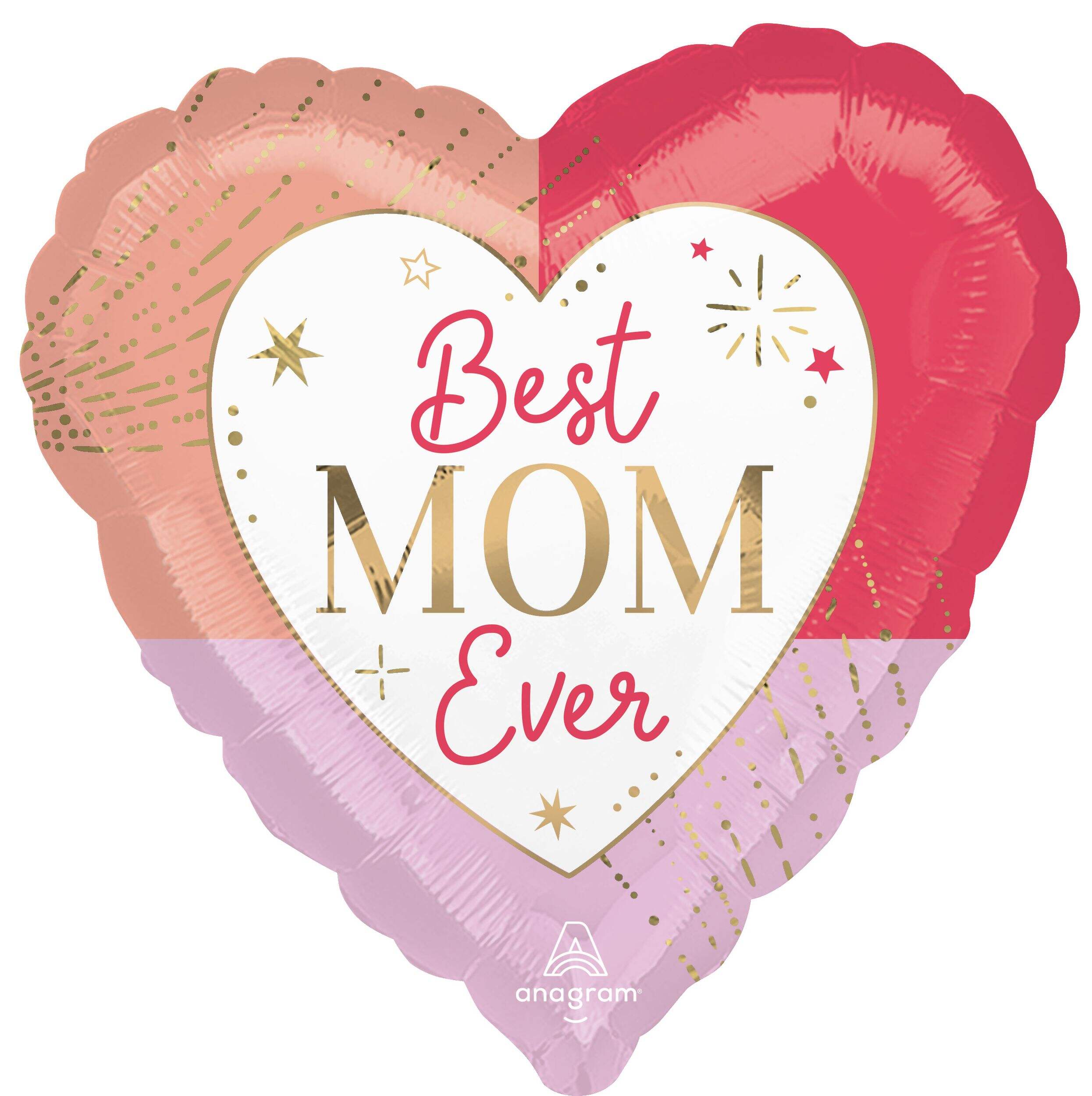 "Best Mom Ever" Heart Satin Foil Balloon, Pink, 18-in, Helium Inflation ...