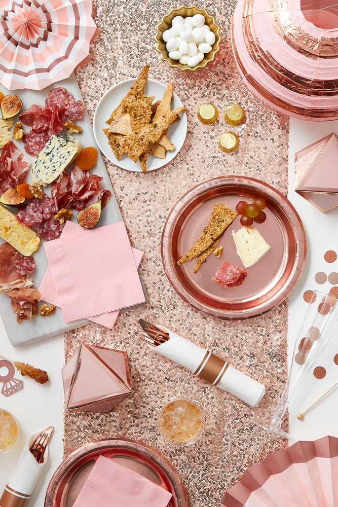 Rose Gold Sequin Table Runner, 13-in x 72-in | Party City