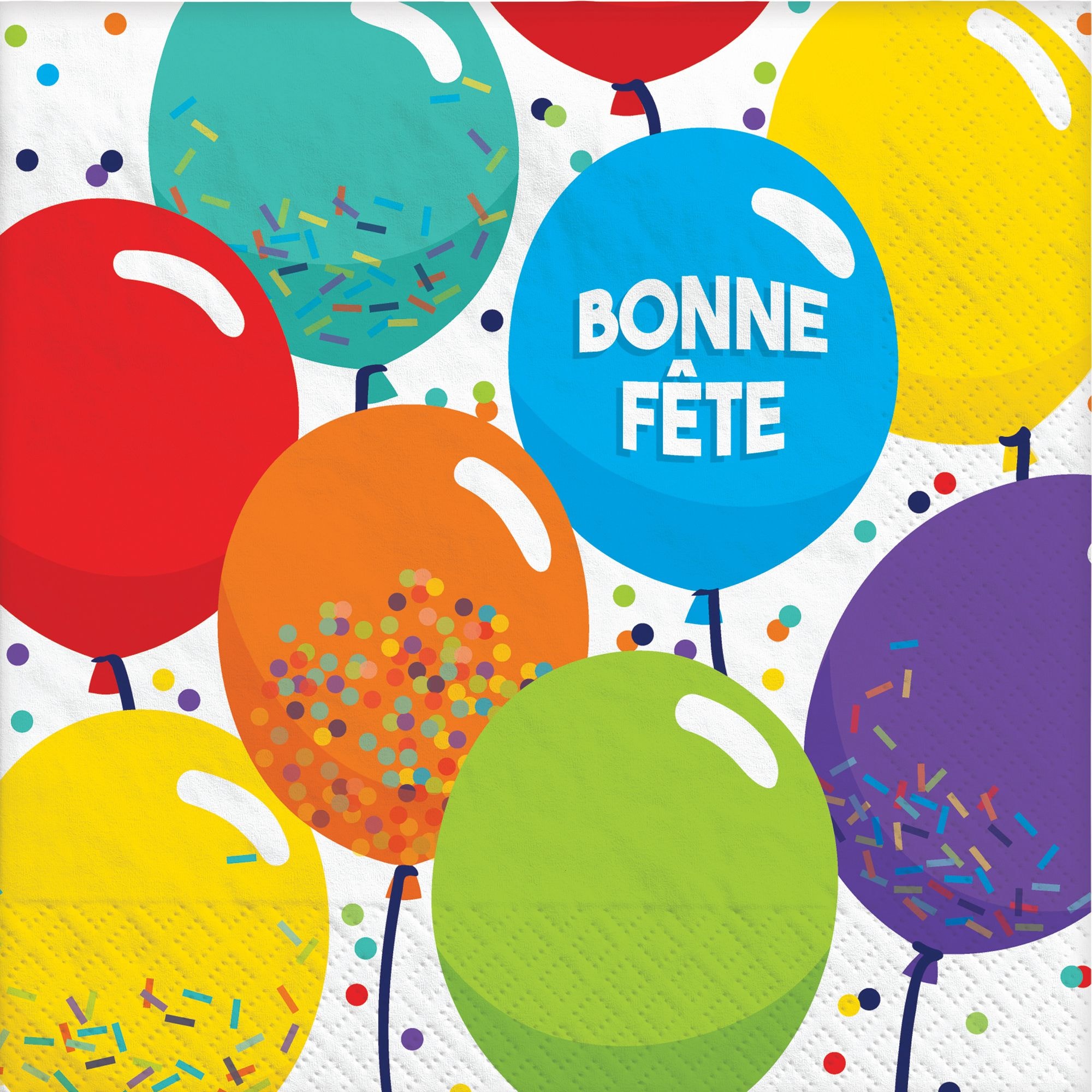 Balloon Birthday "Bonne Fête" French Square Paper Disposable Lunch ...
