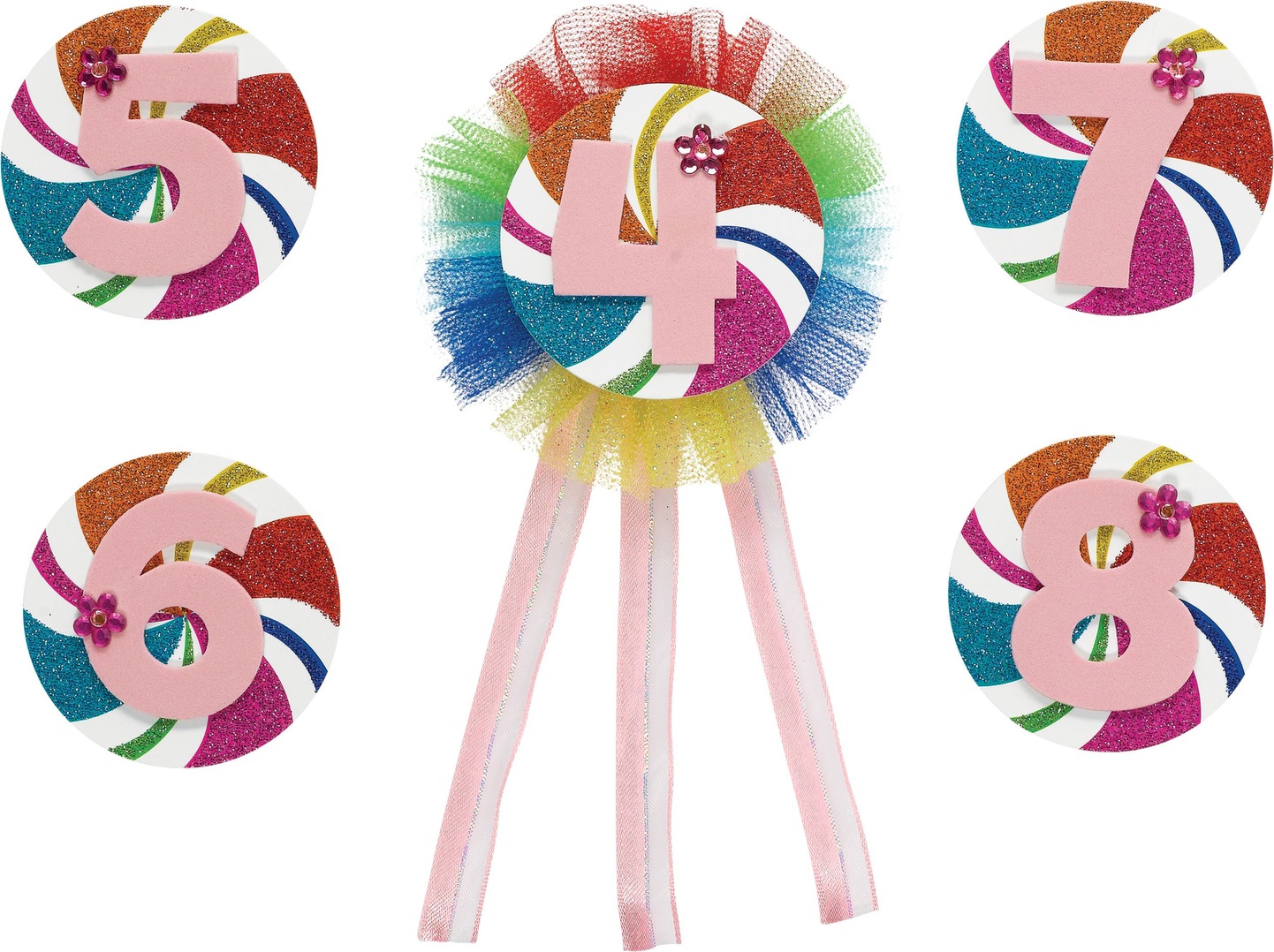 Customizable DIY Award Ribbon Button & Numbers Kit, Multi-Coloured ...