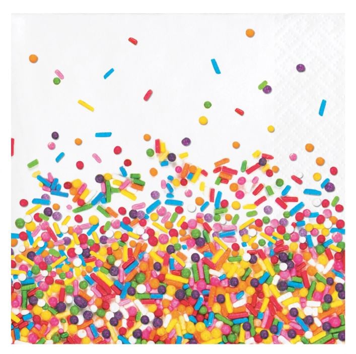 Confetti Sprinkles Square Paper Disposable Beverage Napkins, White ...