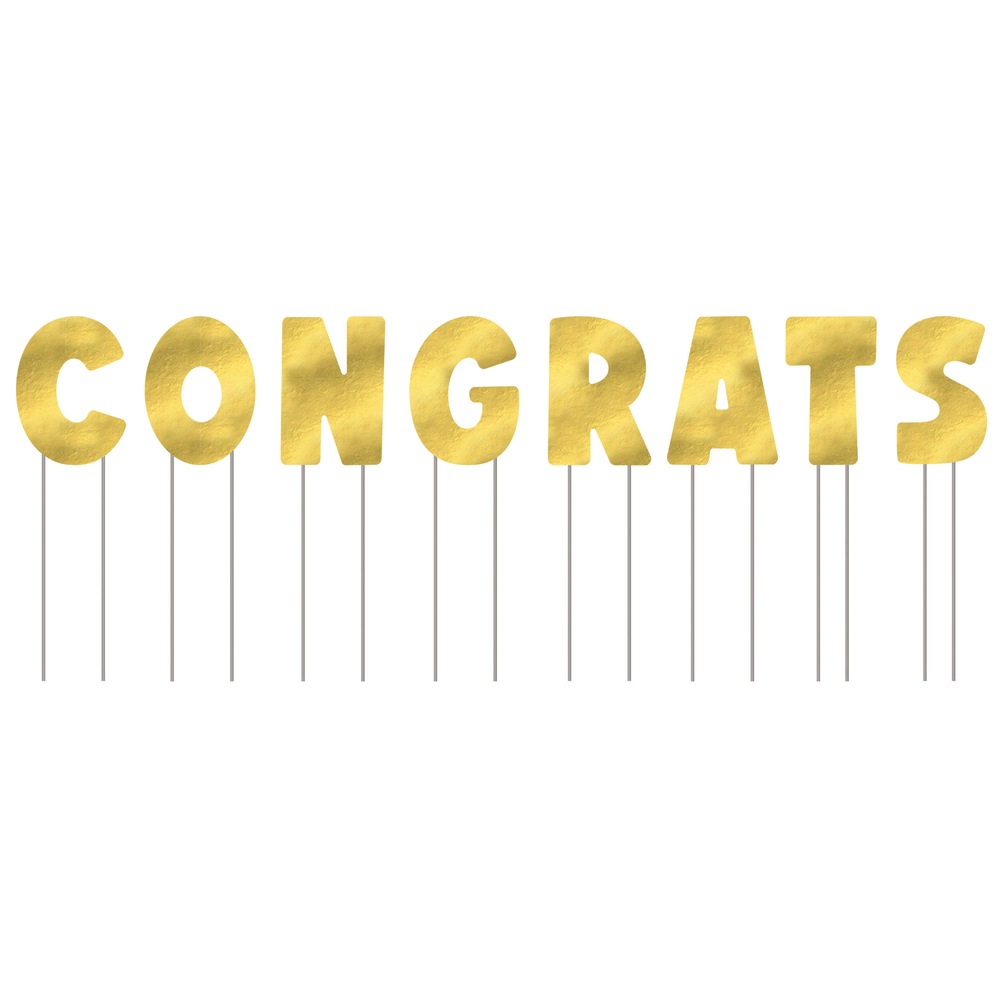 Amscan Giant Congrats Metallic Plastic Yard Sign, Gold | Party City