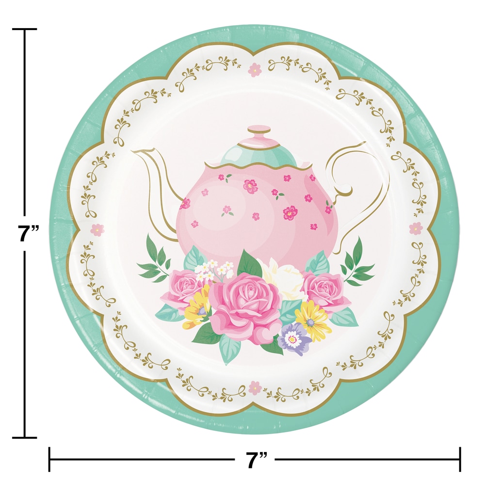 Floral Tea Party Plates, 7-in, 8-pk | Party City