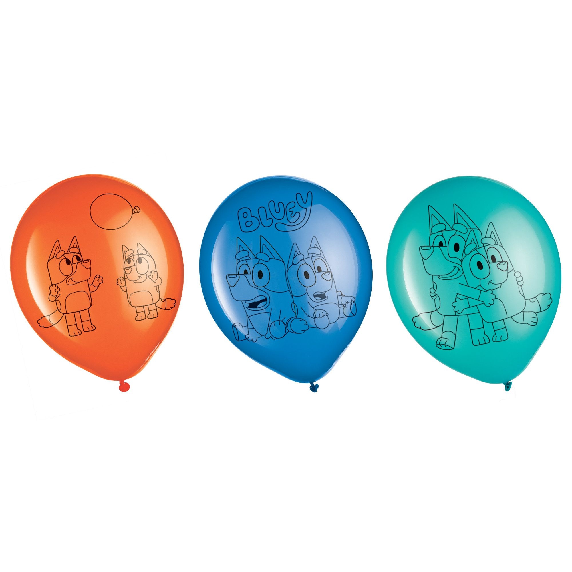 Disney Bluey Round Latex Balloons, Orange/Blue, 12-in, 6-pk, for ...