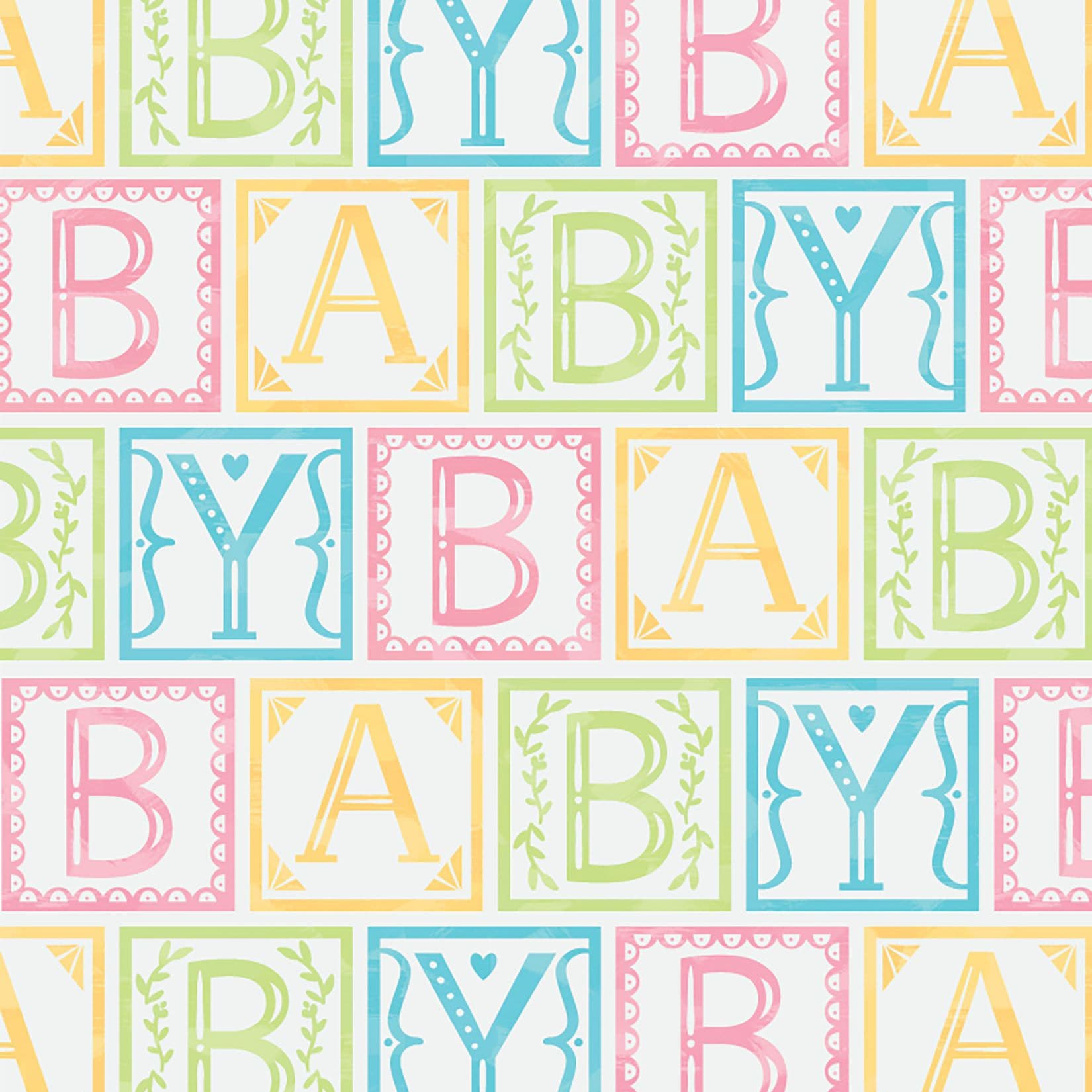 "Baby" Letter Block Gift Wrapping Paper, Multi-Coloured, 16-ft, for ...
