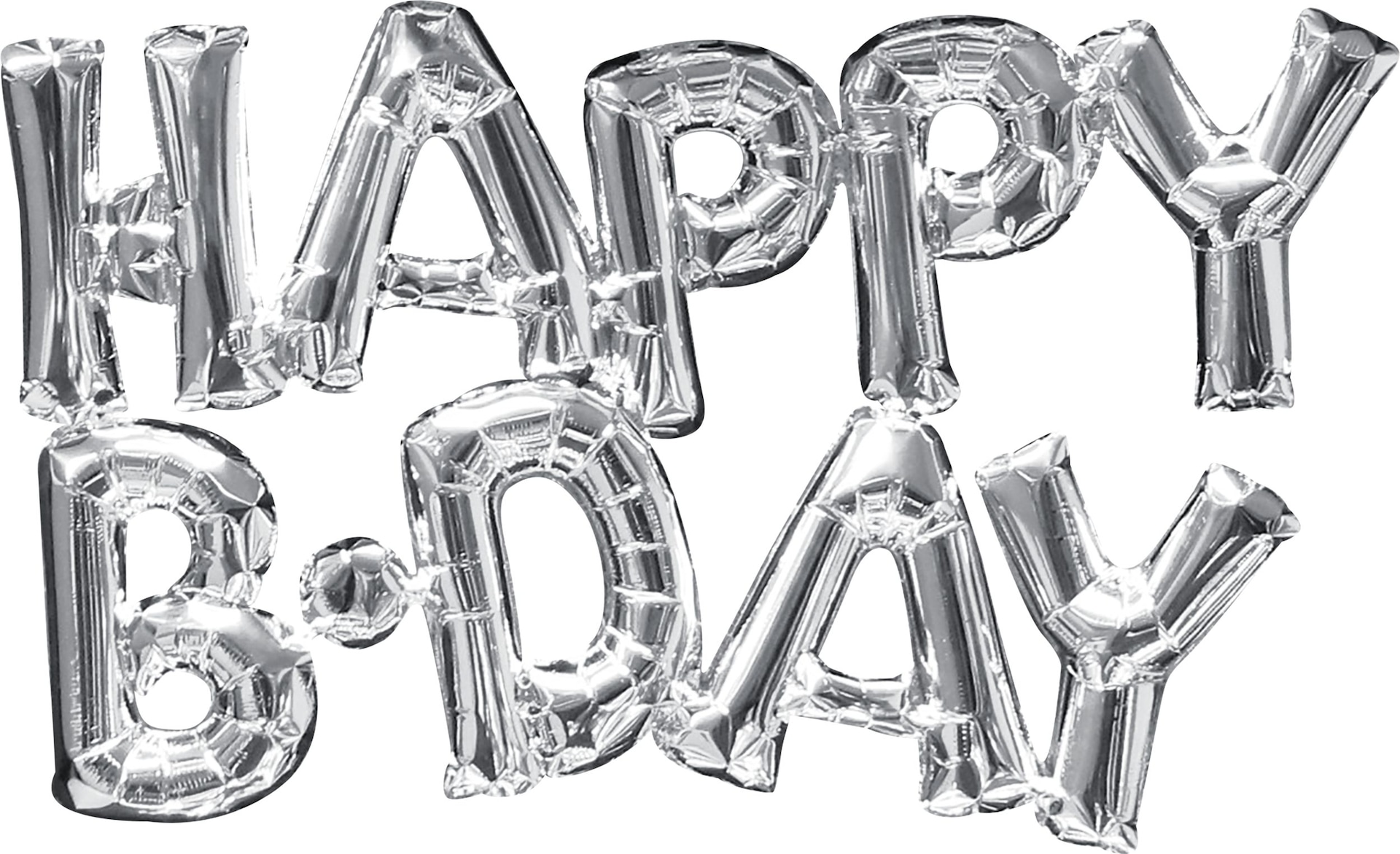 "Happy B-Day" Letters Satin Foil Balloon, Assorted Colours, 30x10-in ...