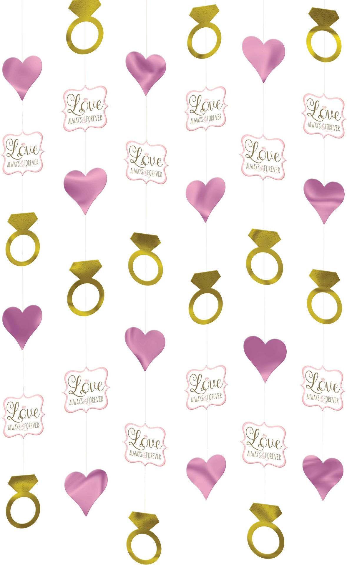 Sparkling Pink Wedding String Decorations, 6-pc | Party City