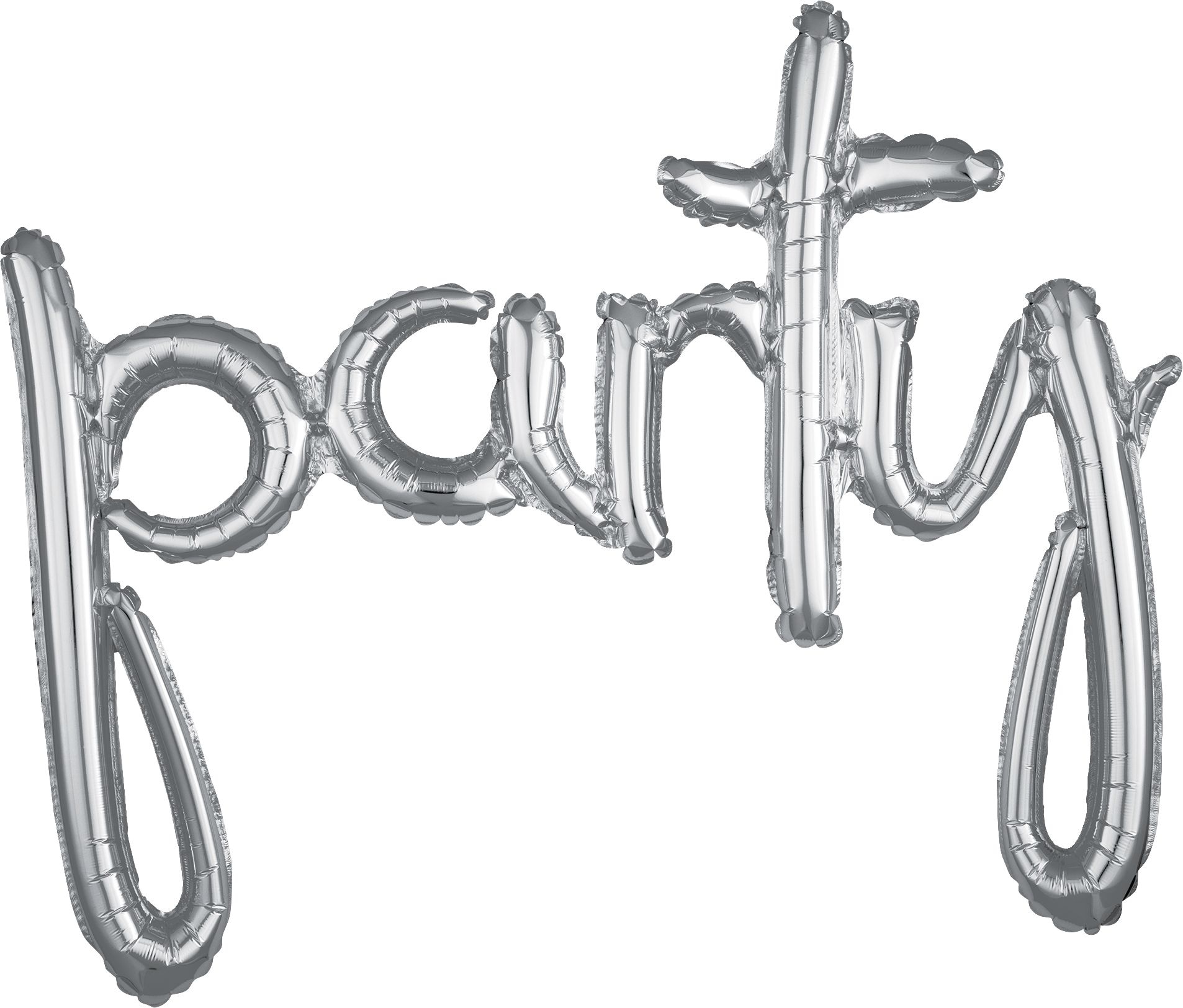 "Party" Cursive Letters Satin Foil Balloon, Assorted Colours, 39x31-in ...