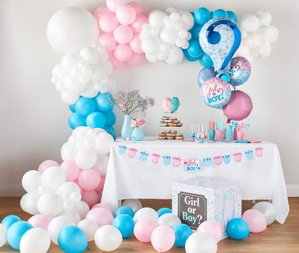 Bouquet De Ballons En Aluminium Pour Dévoilement De Sexe Du Bébé