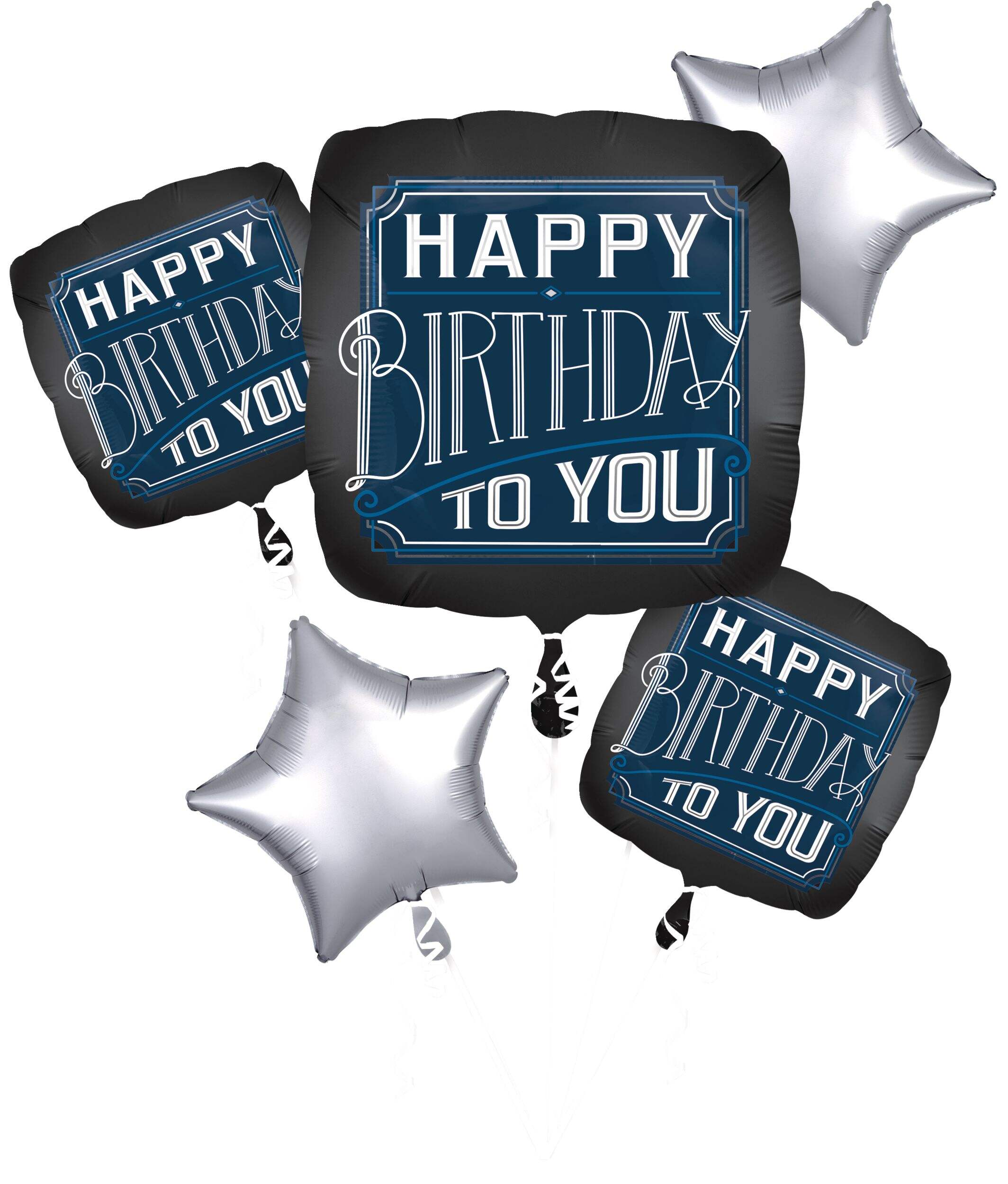 Bouquets De Ballons En Aluminium Satiné étoile Anniversaire Rétro Happy