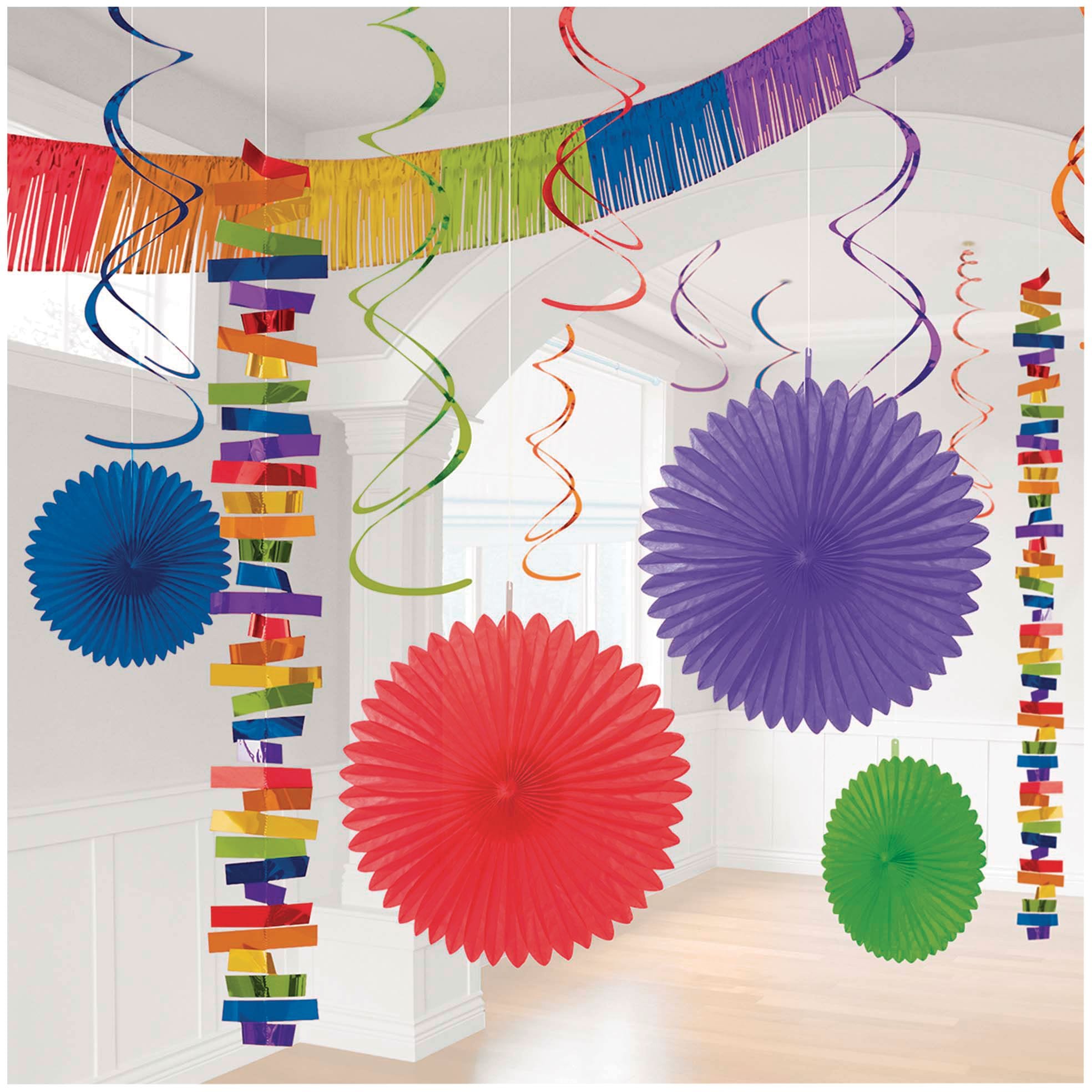 Swirl & Fan Hanging Decorations, Multi-Coloured, 11.5-in, 17-pk, for ...
