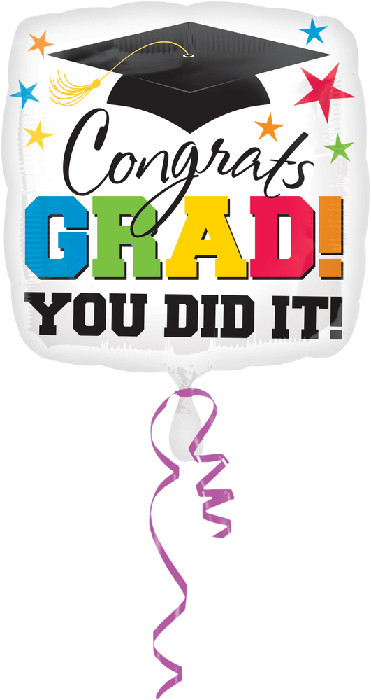 "Congrats Grad You Did It" Graduation Foil Balloon, Helium Inflation ...