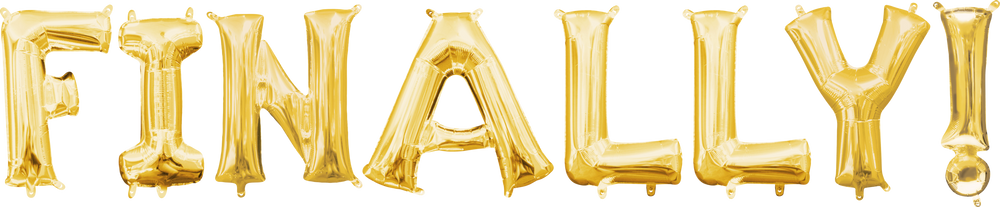 Air-Filled Finally! Graduation Letter Foil Balloons, Gold, 8-pc | Party ...