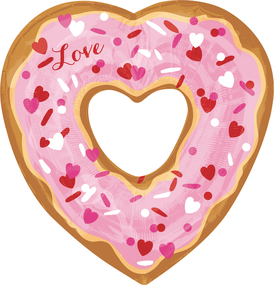 Love Donut Heart Foil Balloon, Helium Inflation Included, 25-in | Party ...