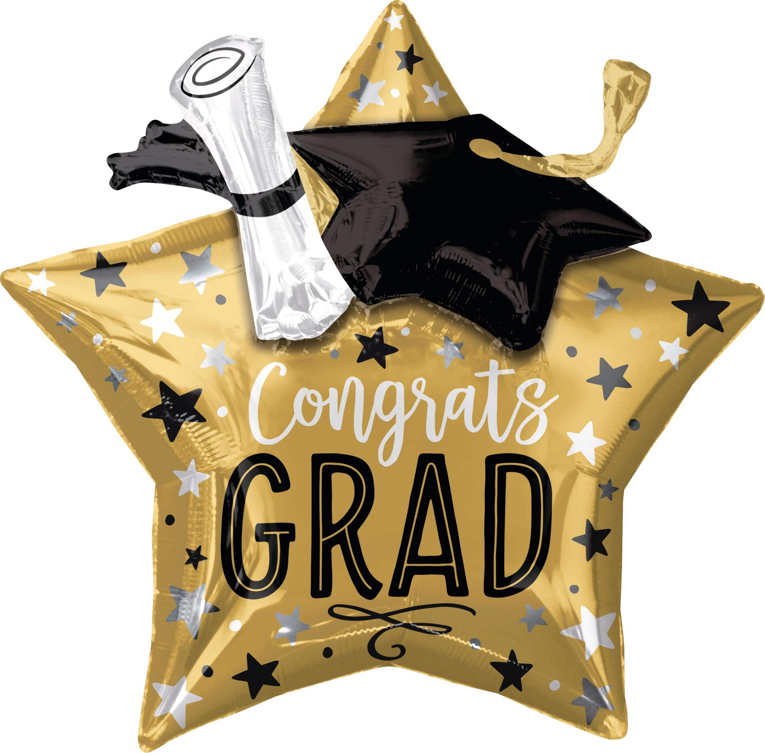 Ballon En Aluminium Satiné étoile 3d Congrats Grad Or 28 Po